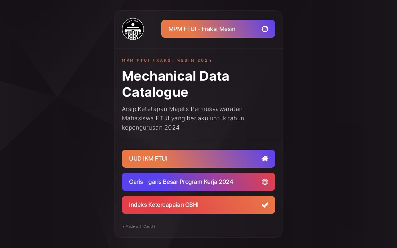 Mechanical Data Catalogue
